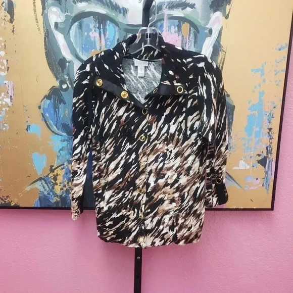 Chico's | Jackets & Coats | Chicoszenergy Abstractsnap Frontjacket ...